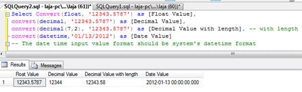 Conversion Functions Using SQL Query In SQL Server