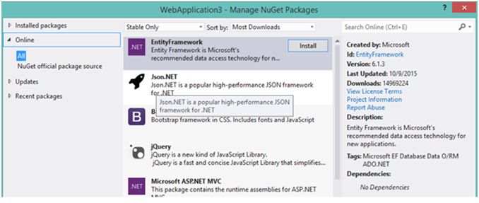 Configuration Of Entity Framework