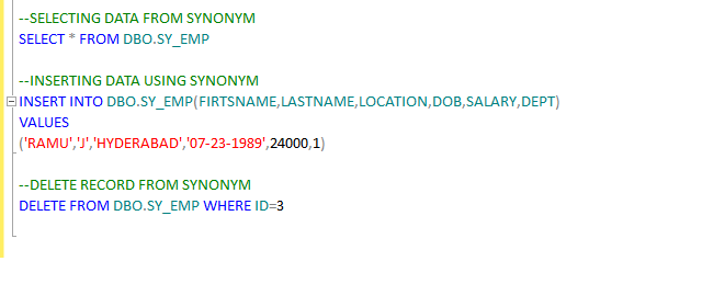 Synonym in SQL Server