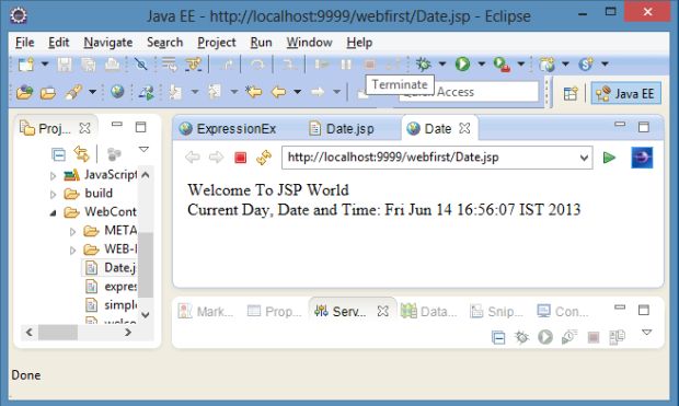 Introduction To Scripting Elements And Displaying Current Date Day And Time In Jsp