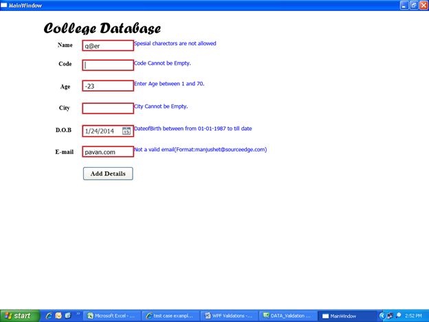 Data Validations in WPF