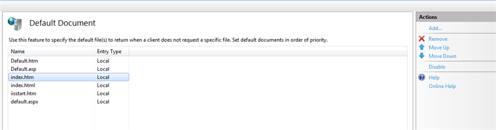 Iis Set Default Page For A Website In Iis