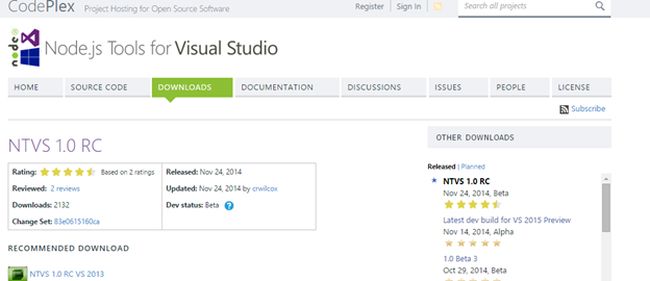 Getting Start With Node.JS Tools For Visual Studio