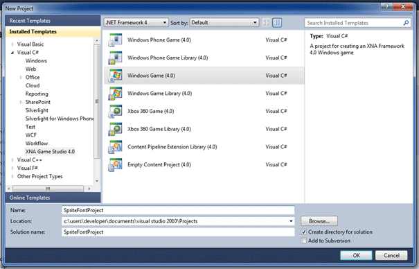 How to use SpriteFont in XNA