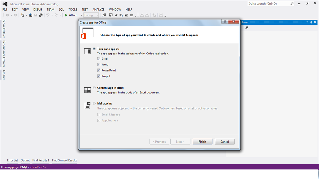 Create Task Pane Office App In C