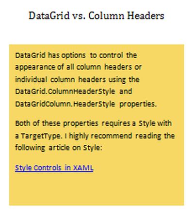 Mastering WPF DataGrid in a Day: Hour 3 DataGrid Header