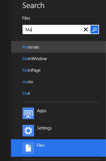 Search Files in Windows 8