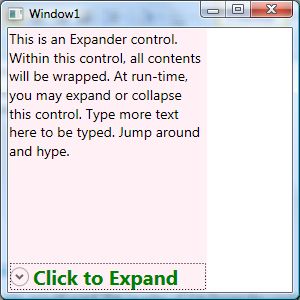 Working with WPF Expander Control using C# and XAML