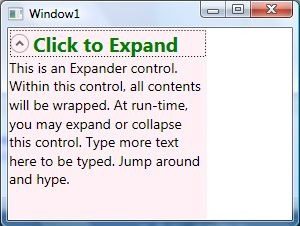 Working with WPF Expander Control using C# and XAML