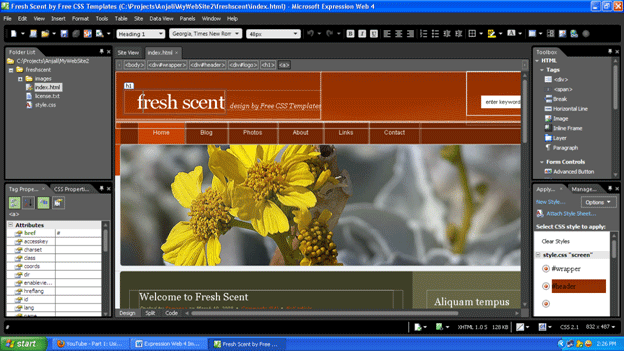 Expression Web 4 Importing A CSS Template