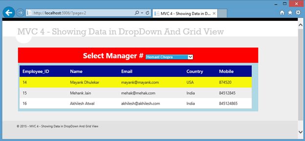 Mvc 4 Showing Records In Dropdown List And Gridview Format 3365