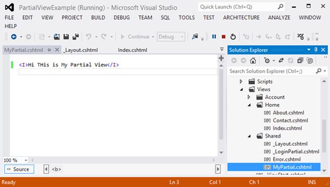 Partial View in MVC Razor