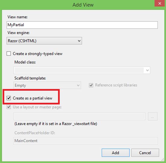 Partial View in MVC Razor
