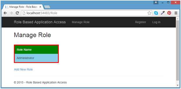 Role Based Access Of An MVC Application