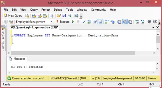 Swap 2 Column Values in SQL Sever Swap 2 Column Values in SQL Sever