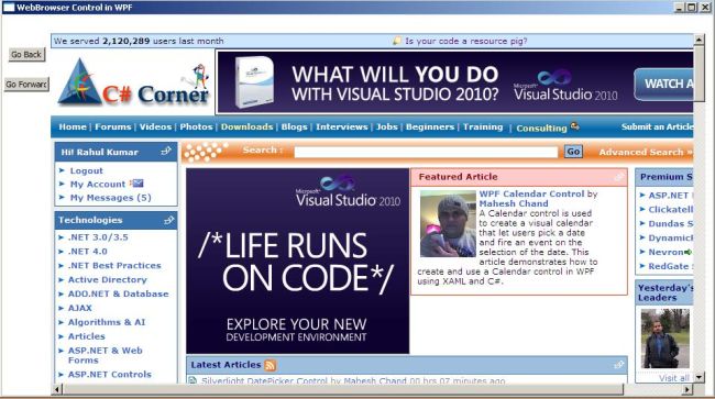 WebBrowser Control In WPF WebBrowser Control In WPF