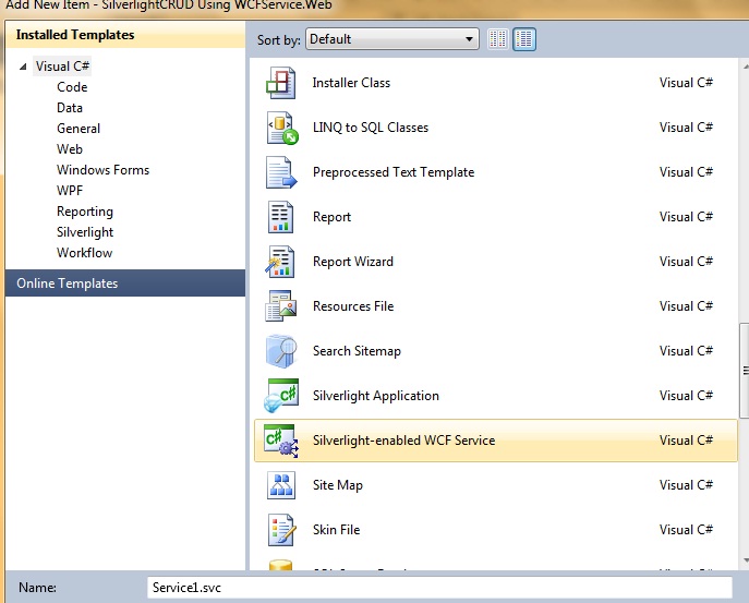 Silverlight CRUD Operations Using WCF Service