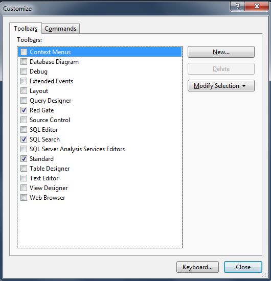 Customize Menu And Toolbar In Sql Server 2012