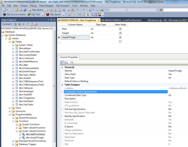 Formula For Computed Column Specification Property in SQL Server 2012 Formula For Computed Column Specification Property in SQL Server 2012