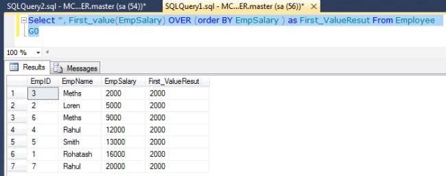 New Analytic Functions Firstvalue And Lastvalue In Sql Server 2012
