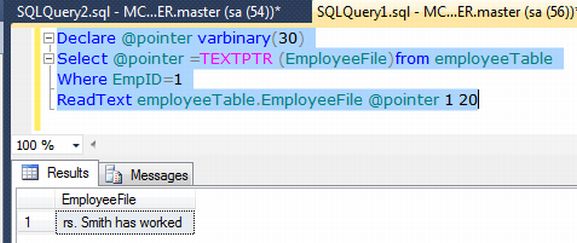 TEXTPTR Function in SQL Server 2012
