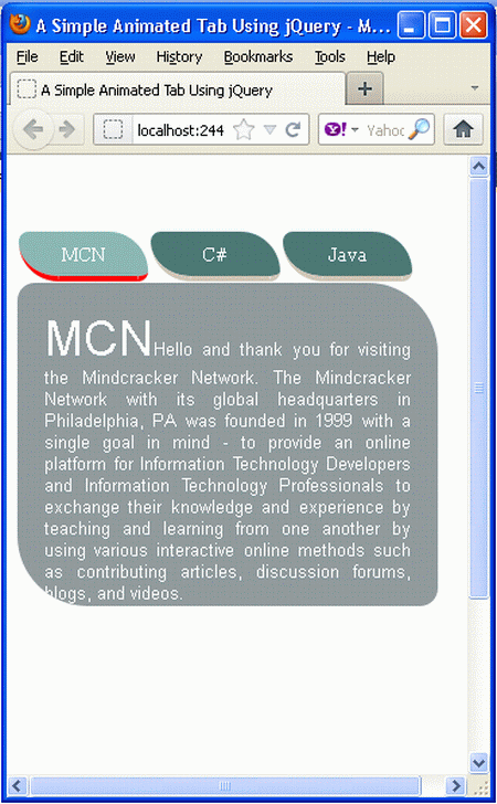 Animated Tab Menu Using jQuery