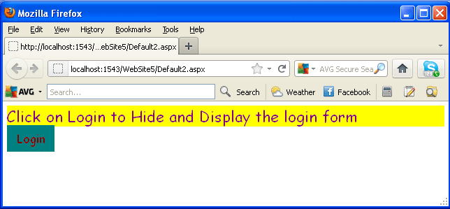 Display And Hide A Login Form Using Jquery
