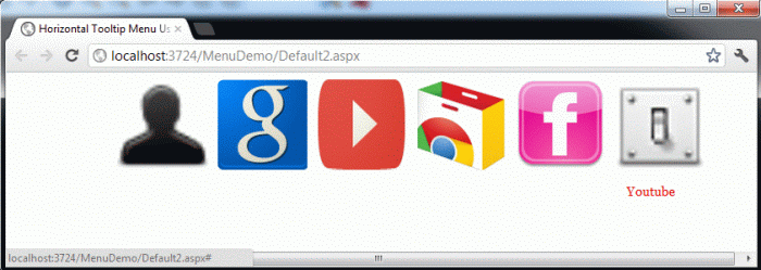 Horizontal Tooltip Menu Using JQuery