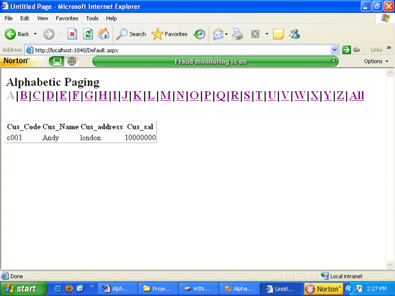 Alphabetic Paging Using Gridview Control