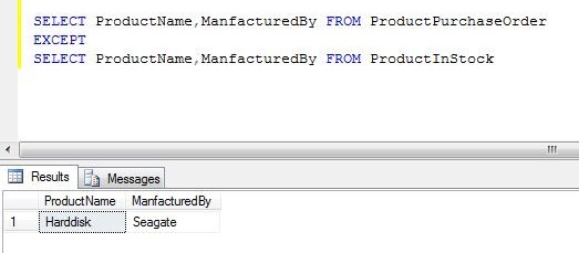 Intersect and Except in SQL Server 2005