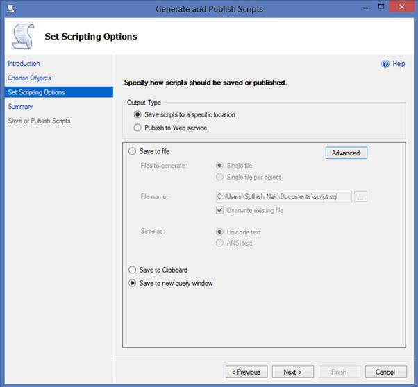 Generate And Publish Sql Database Scripts
