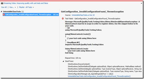 Microsoft Fakes; Testing the Untestable Code