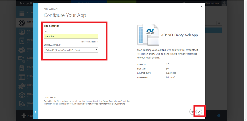 ASP.NET Empty Web App in Azure