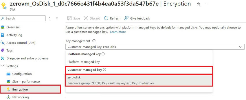 Activate Server-Side Encryption for Azure Disks with Customer Keys
