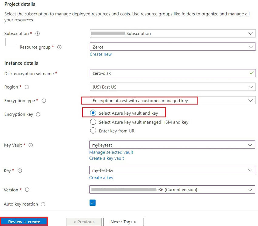 Activate Server-Side Encryption for Azure Disks with Customer Keys