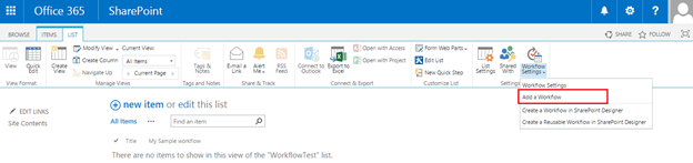 Add SharePoint App Workflow To Host Web List