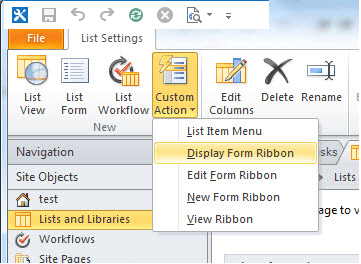 Adding Custom Action To The Ribbon Of View In Sharepoint List/ Library