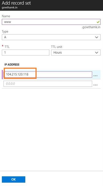 Adding Domain Name To Azure Vm Using Dns Zone