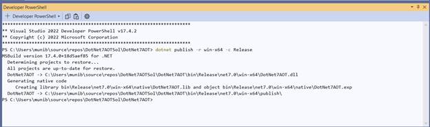 Ahead Of Time (AOT) Compilation To Native Code In .NET 7