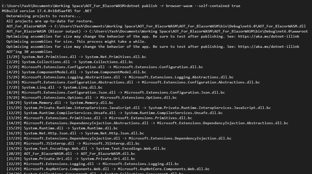 Ahead-Of-Time Compilation For Blazor WASM