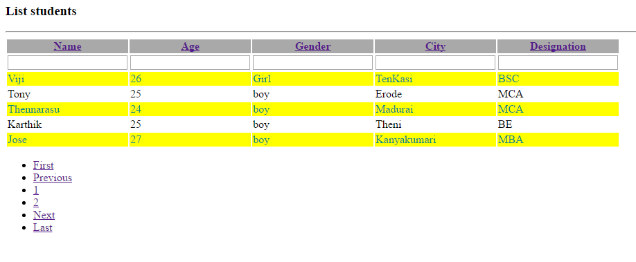Angularjs Table Sorting Filter And Paging With Static Data 5415