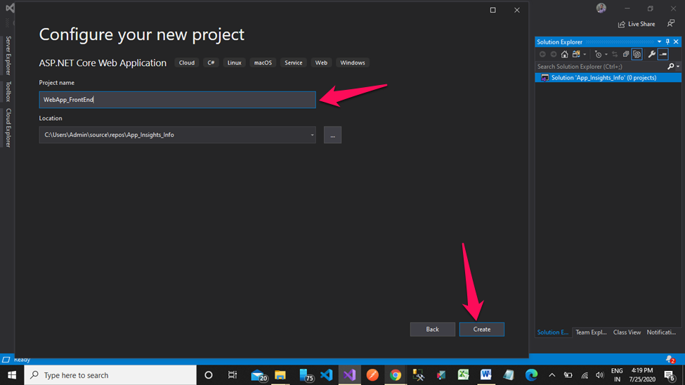 Application Insights In Mvc Core And Web Api Core