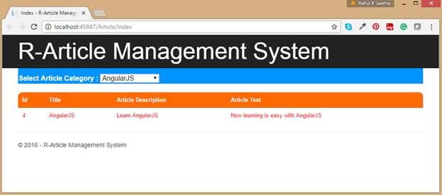 Article Management System Using ASP.NET MVC