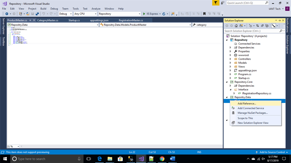 ASP .NET Core Repository