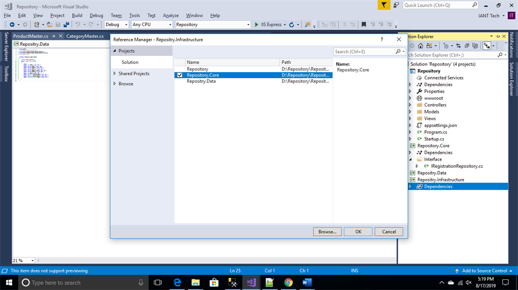 ASP .NET Core Repository
