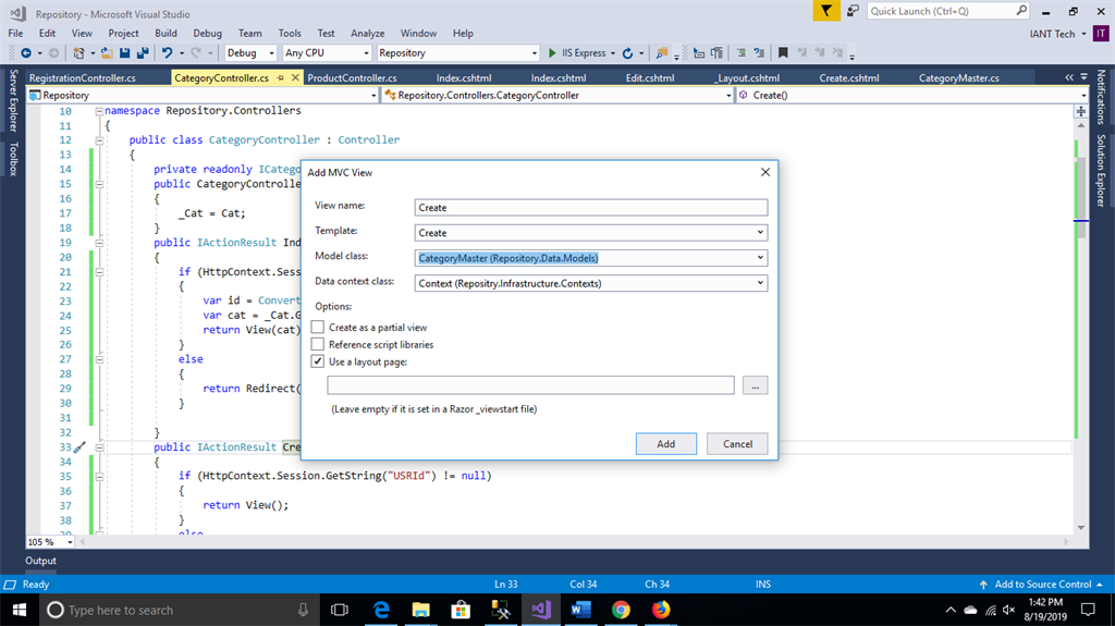 ASP .NET Core Repository