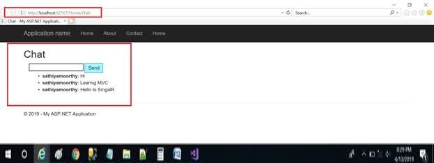 ASP.NET MVC Chat Application Using SignalR
