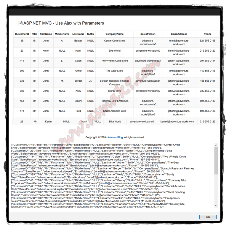 Aspnet Mvc How To Use Ajax With Parameters