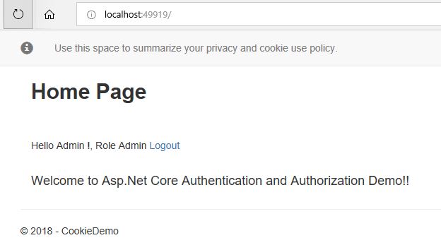 Authentication And Authorization In ASP.NET Core MVC Using Cookie