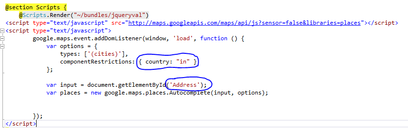Auto Complete Address Using Google API In ASP.NET MVC